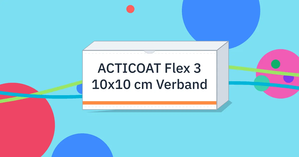 Symbolbild: Packung mit der Aufschrift ACTICOAT Flex 3 10x10 cm Verband (PZN 18051073) – Verfügbarkeit und Bezug in Apotheken in Frankfurt am Main