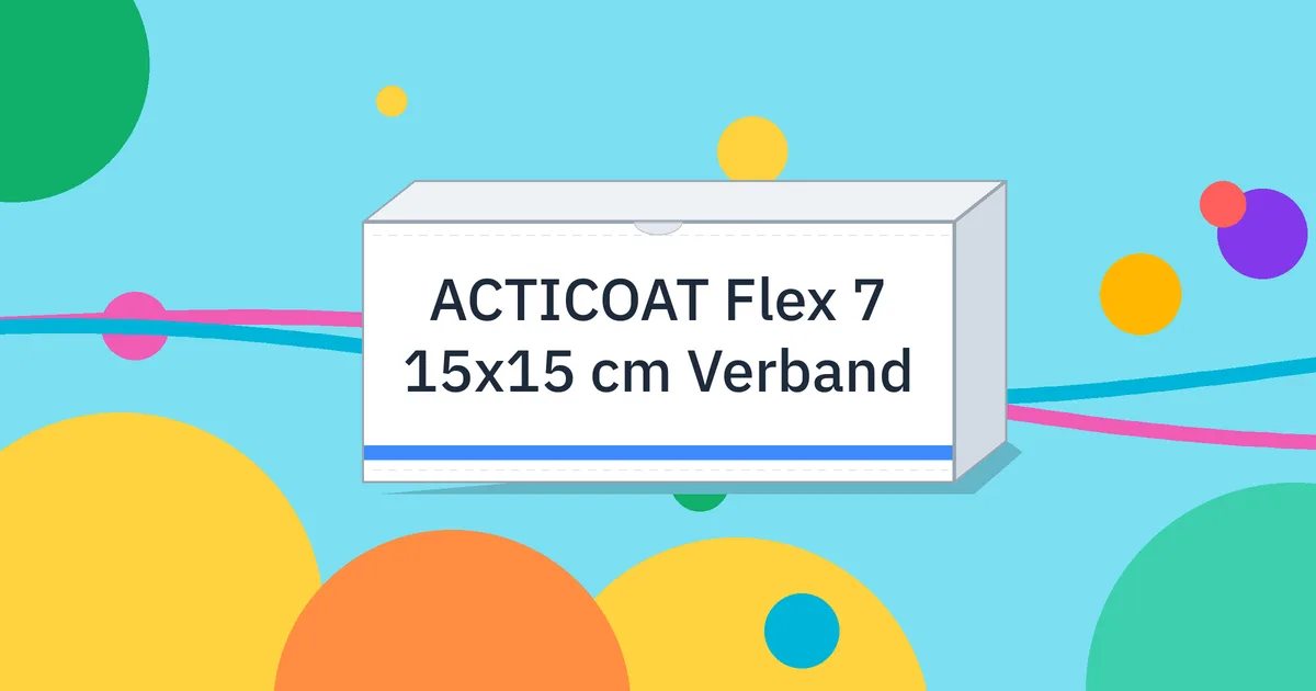 Symbolbild: Packung mit der Aufschrift ACTICOAT Flex 7 15x15 cm Verband (PZN 05372829) – Verfügbarkeit und Bezug in Apotheken in Frankfurt am Main