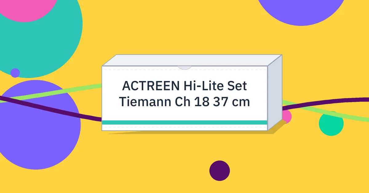 Symbolbild: Packung mit der Aufschrift ACTREEN Hi-Lite Set Tiemann Ch 18 37 cm (PZN 11311890) – Verfügbarkeit und Bezug in Apotheken in Frankfurt am Main