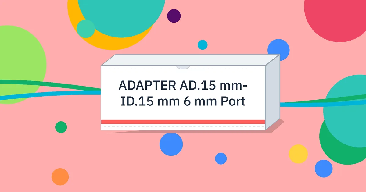 Symbolbild: Packung mit der Aufschrift ADAPTER AD.15 mm-ID.15 mm 6 mm Port (PZN 17432005) – Verfügbarkeit und Bezug in Apotheken in Frankfurt am Main