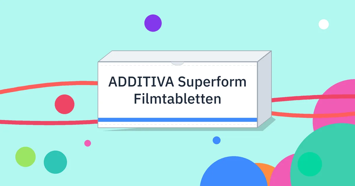 Symbolbild: Packung mit der Aufschrift ADDITIVA Superform Filmtabletten (PZN 00725772) – Verfügbarkeit und Bezug in Apotheken in Frankfurt am Main
