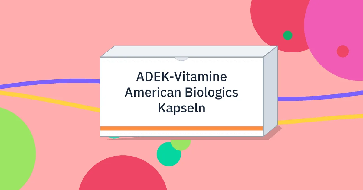 Symbolbild: Packung mit der Aufschrift ADEK-Vitamine American Biologics Kapseln (PZN 16952501) – Verfügbarkeit und Bezug in Apotheken in Frankfurt am Main