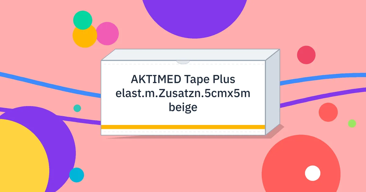 Symbolbild: Packung mit der Aufschrift AKTIMED Tape Plus elast.m.Zusatzn.5cmx5m beige (PZN 12407161) – Verfügbarkeit und Bezug in Apotheken in Frankfurt am Main