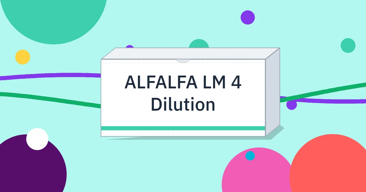 Symbolbild: Packung mit der Aufschrift ALFALFA LM 4 Dilution (PZN 13310038) – Verfügbarkeit und Bezug in Apotheken in Frankfurt am Main