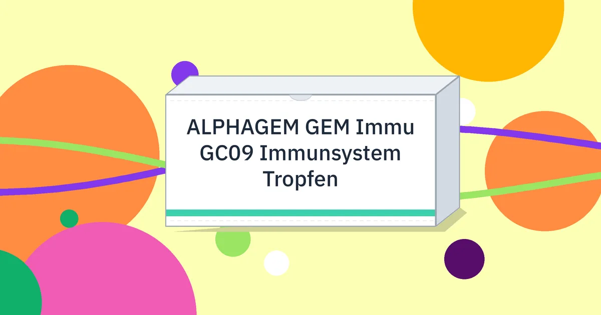 Symbolbild: Packung mit der Aufschrift ALPHAGEM GEM Immu GC09 Immunsystem Tropfen (PZN 20296250) – Verfügbarkeit und Bezug in Apotheken in Frankfurt am Main