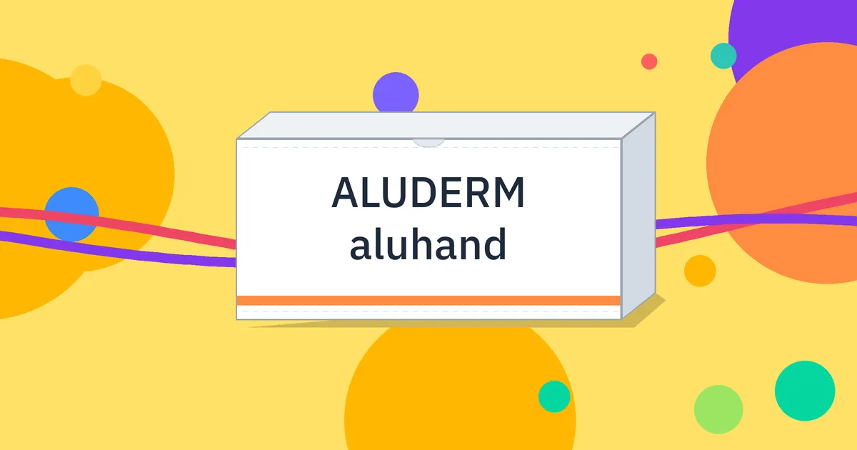 Symbolbild: Packung mit der Aufschrift ALUDERM aluhand (PZN 11048300) – Verfügbarkeit und Bezug in Apotheken in Frankfurt am Main