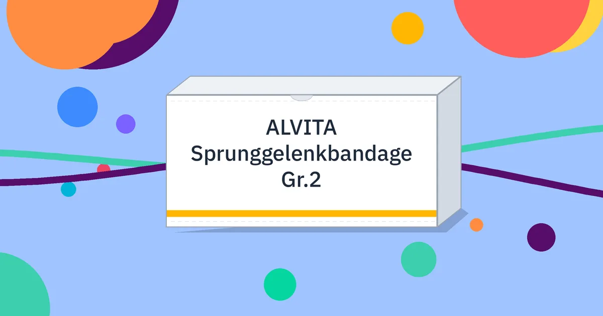 Symbolbild: Packung mit der Aufschrift ALVITA Sprunggelenkbandage Gr.2 (PZN 11151498) – Verfügbarkeit und Bezug in Apotheken in Frankfurt am Main