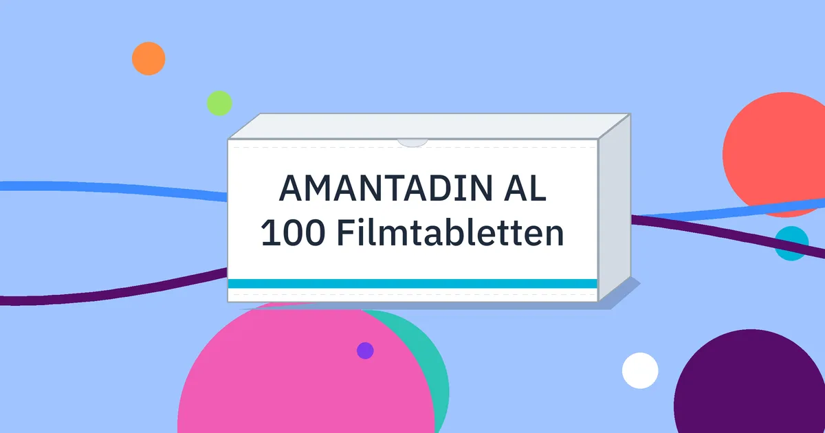 Symbolbild: Packung mit der Aufschrift AMANTADIN AL 100 Filmtabletten (PZN 00183779) – Verfügbarkeit und Bezug in Apotheken in Frankfurt am Main