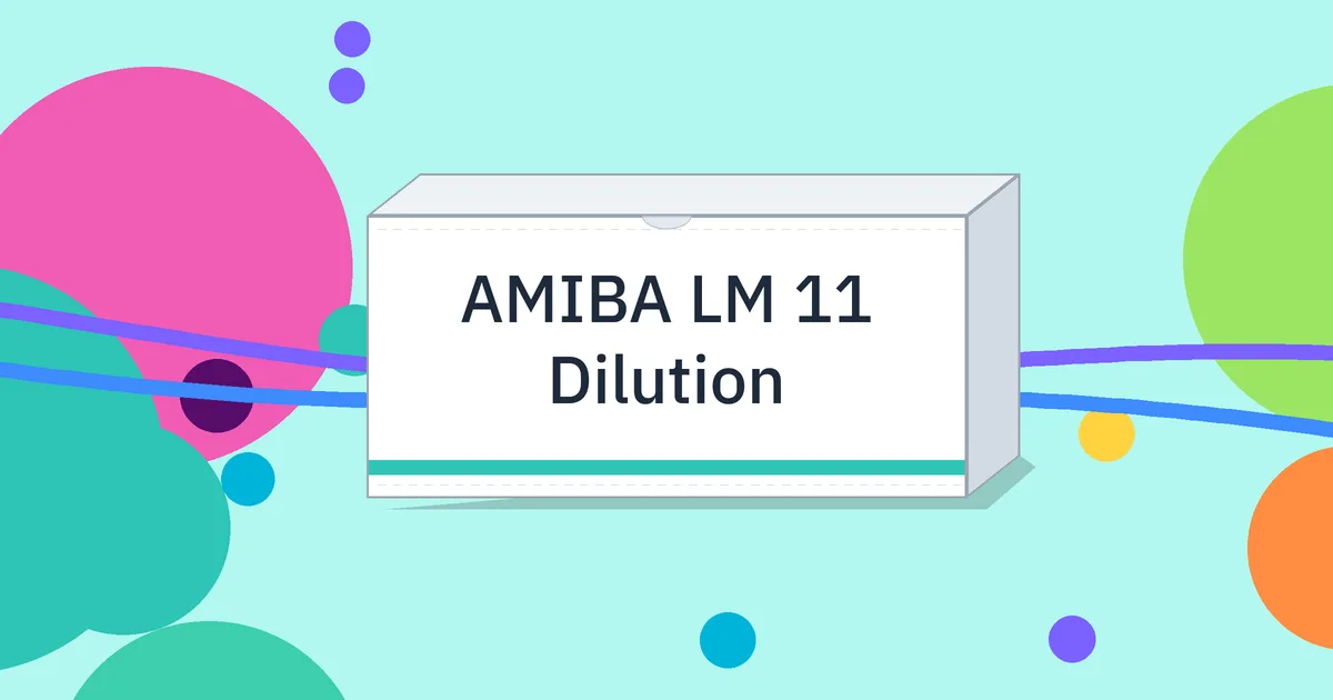 Symbolbild: Packung mit der Aufschrift AMIBA LM 11 Dilution (PZN 13318525) – Verfügbarkeit und Bezug in Apotheken in Frankfurt am Main