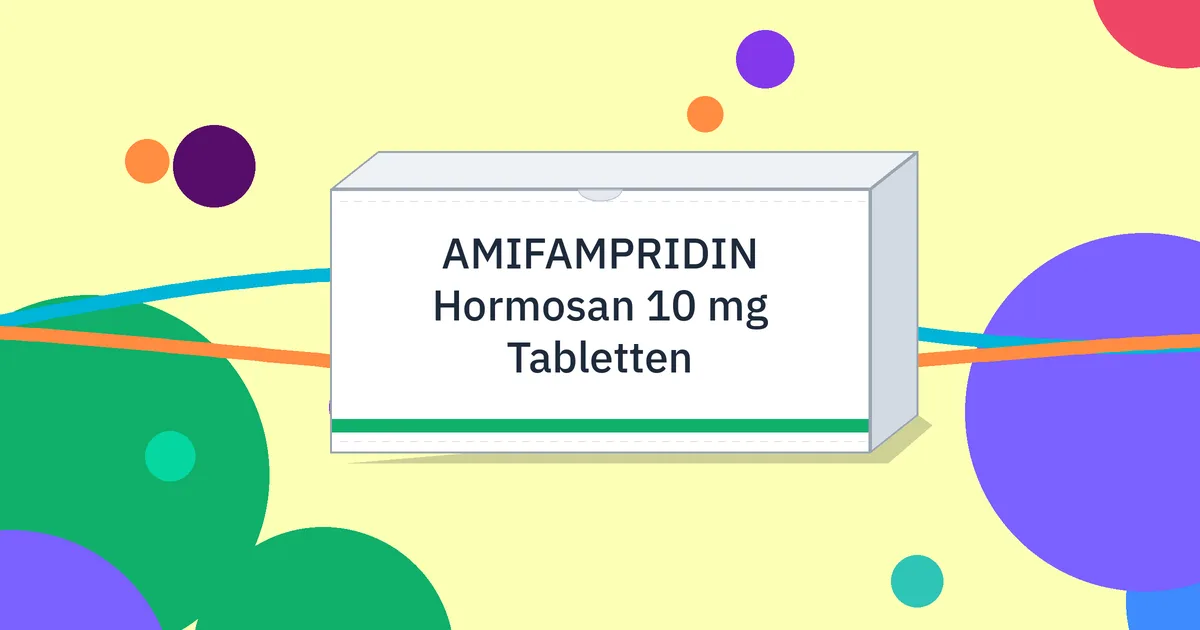 Symbolbild: Packung mit der Aufschrift AMIFAMPRIDIN Hormosan 10 mg Tabletten (PZN 19226333) – Verfügbarkeit und Bezug in Apotheken in Frankfurt am Main