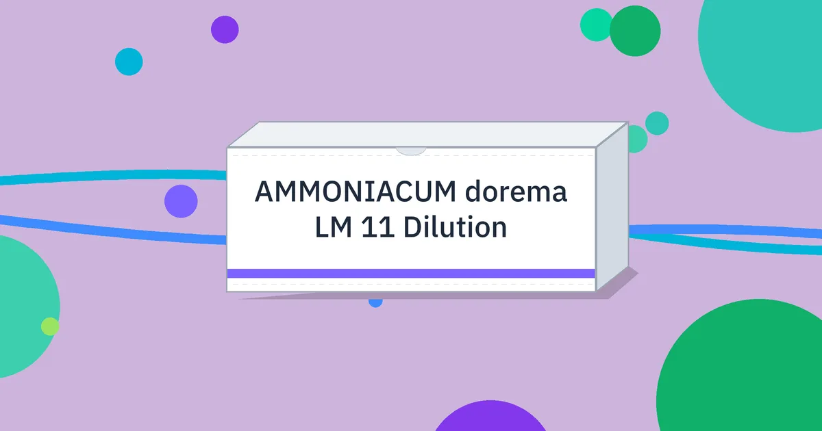 Symbolbild: Packung mit der Aufschrift AMMONIACUM dorema LM 11 Dilution (PZN 13318985) – Verfügbarkeit und Bezug in Apotheken in Frankfurt am Main