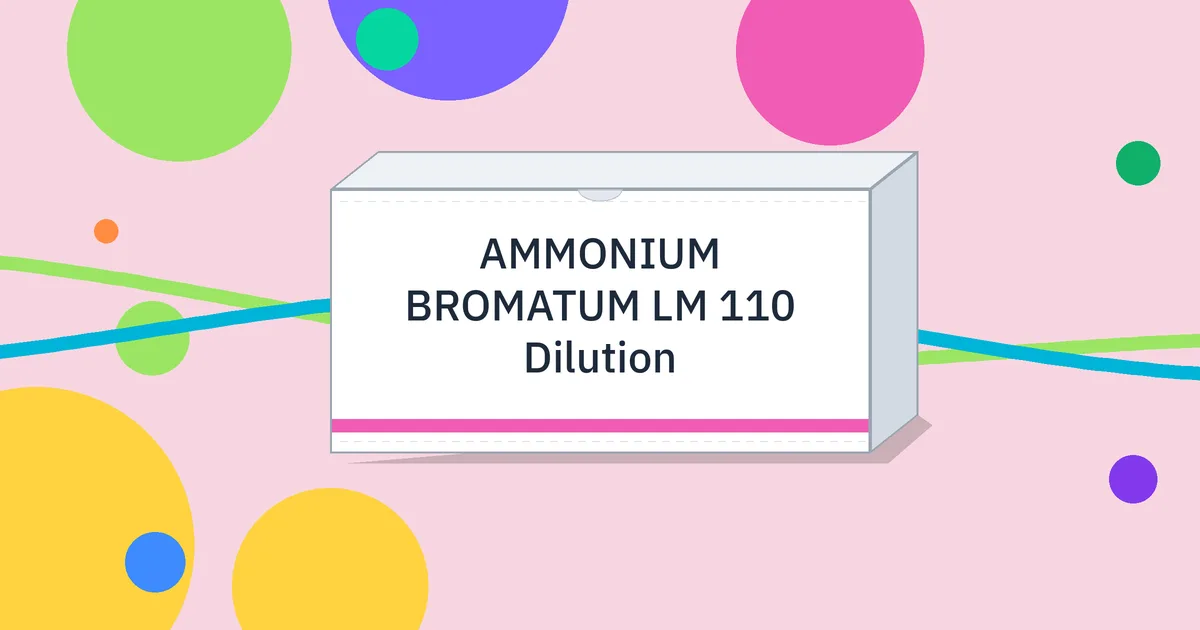 Symbolbild: Packung mit der Aufschrift AMMONIUM BROMATUM LM 110 Dilution (PZN 13320700) – Verfügbarkeit und Bezug in Apotheken in Frankfurt am Main