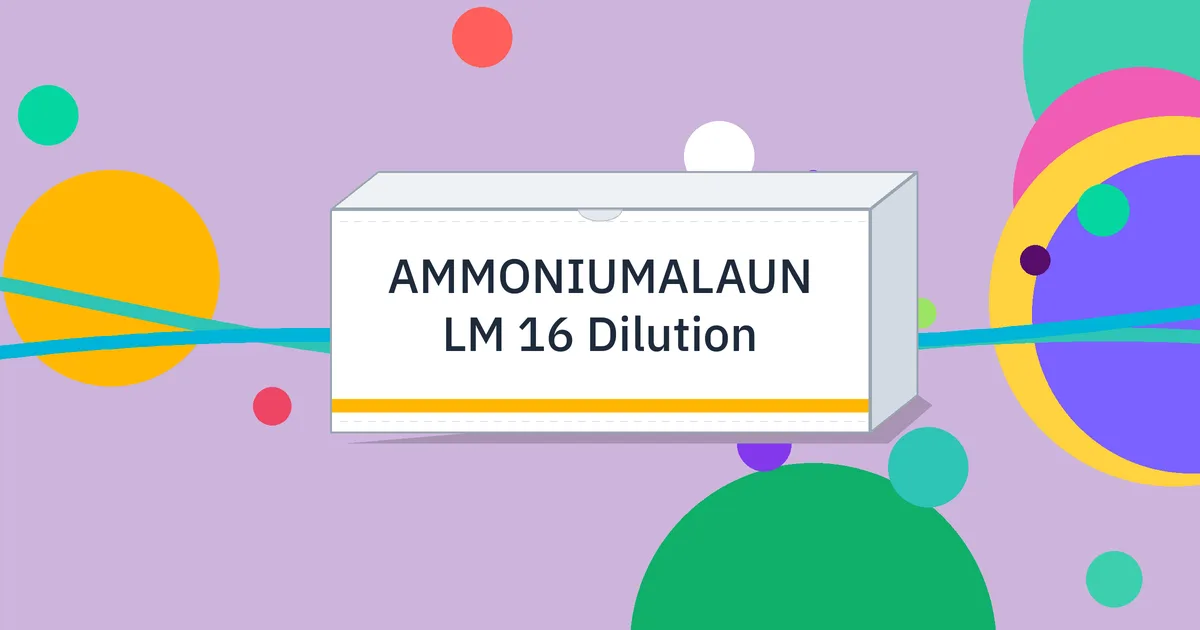 Symbolbild: Packung mit der Aufschrift AMMONIUMALAUN LM 16 Dilution (PZN 13324684) – Verfügbarkeit und Bezug in Apotheken in Frankfurt am Main