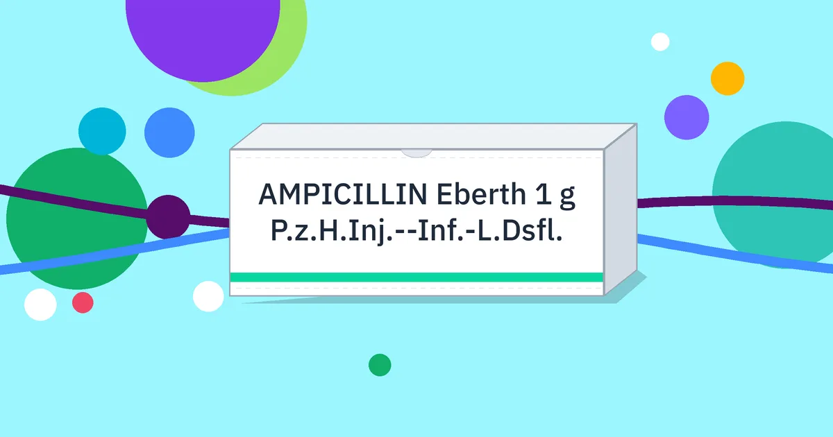 Symbolbild: Packung mit der Aufschrift AMPICILLIN Eberth 1 g P.z.H.Inj.--Inf.-L.Dsfl. (PZN 18496438) – Verfügbarkeit und Bezug in Apotheken in Frankfurt am Main