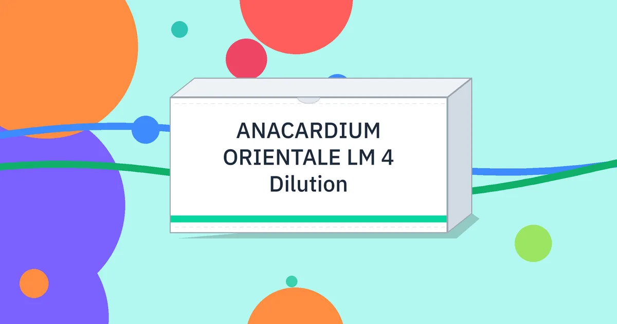 Symbolbild: Packung mit der Aufschrift ANACARDIUM ORIENTALE LM 4 Dilution (PZN 12761885) – Verfügbarkeit und Bezug in Apotheken in Frankfurt am Main