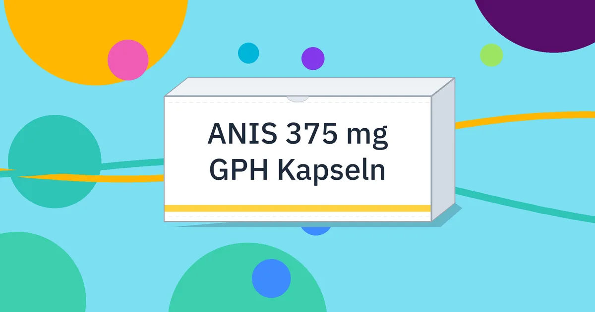 Symbolbild: Packung mit der Aufschrift ANIS 375 mg GPH Kapseln (PZN 06832569) – Verfügbarkeit und Bezug in Apotheken in Frankfurt am Main