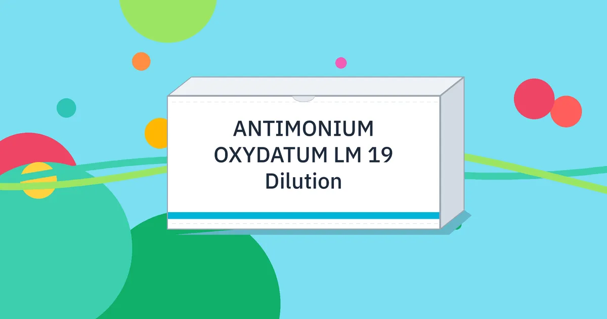 Symbolbild: Packung mit der Aufschrift ANTIMONIUM OXYDATUM LM 19 Dilution (PZN 13374529) – Verfügbarkeit und Bezug in Apotheken in Frankfurt am Main