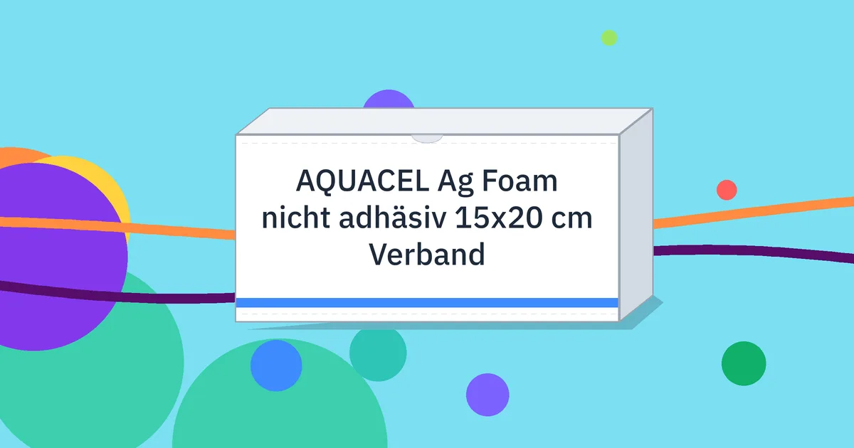 Symbolbild: Packung mit der Aufschrift AQUACEL Ag Foam nicht adhäsiv 15x20 cm Verband (PZN 02927623) – Verfügbarkeit und Bezug in Apotheken in Frankfurt am Main
