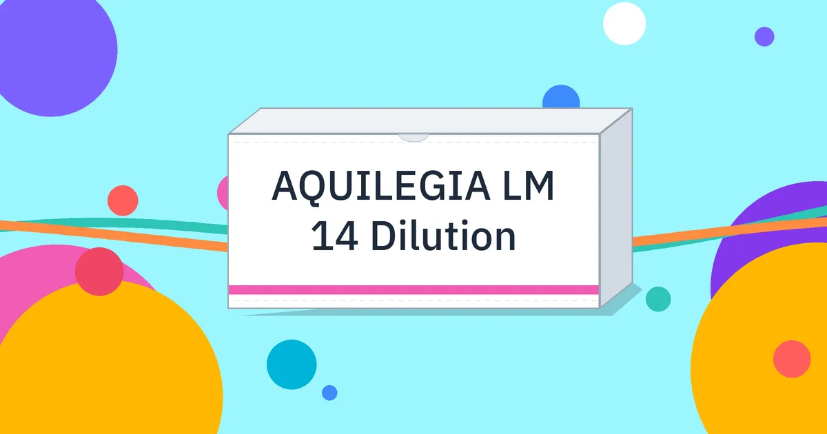 Symbolbild: Packung mit der Aufschrift AQUILEGIA LM 14 Dilution (PZN 13383801) – Verfügbarkeit und Bezug in Apotheken in Frankfurt am Main