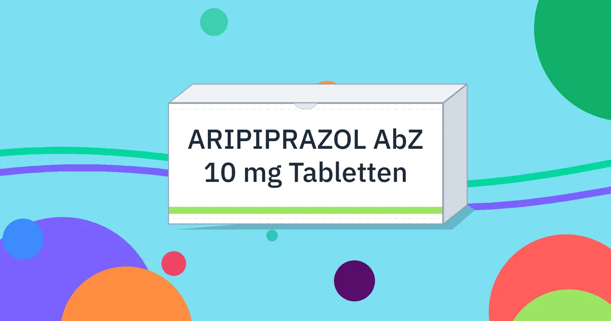 Symbolbild: Packung mit der Aufschrift ARIPIPRAZOL AbZ 10 mg Tabletten (PZN 20027917) – Verfügbarkeit und Bezug in Apotheken in Frankfurt am Main