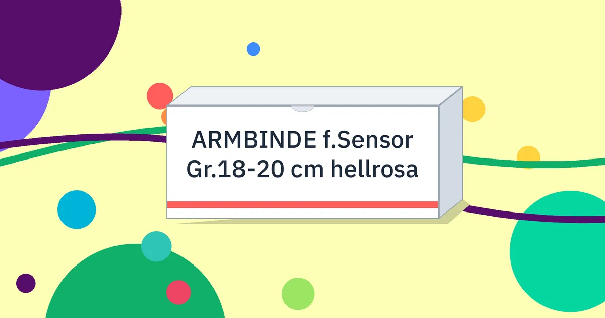 Symbolbild: Packung mit der Aufschrift ARMBINDE f.Sensor Gr.18-20 cm hellrosa (PZN 11552843) – Verfügbarkeit und Bezug in Apotheken in Frankfurt am Main