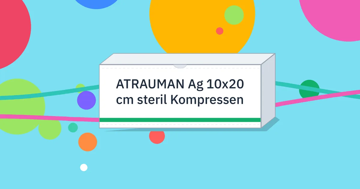 Symbolbild: Packung mit der Aufschrift ATRAUMAN Ag 10x20 cm steril Kompressen (PZN 02813150) – Verfügbarkeit und Bezug in Apotheken in Frankfurt am Main
