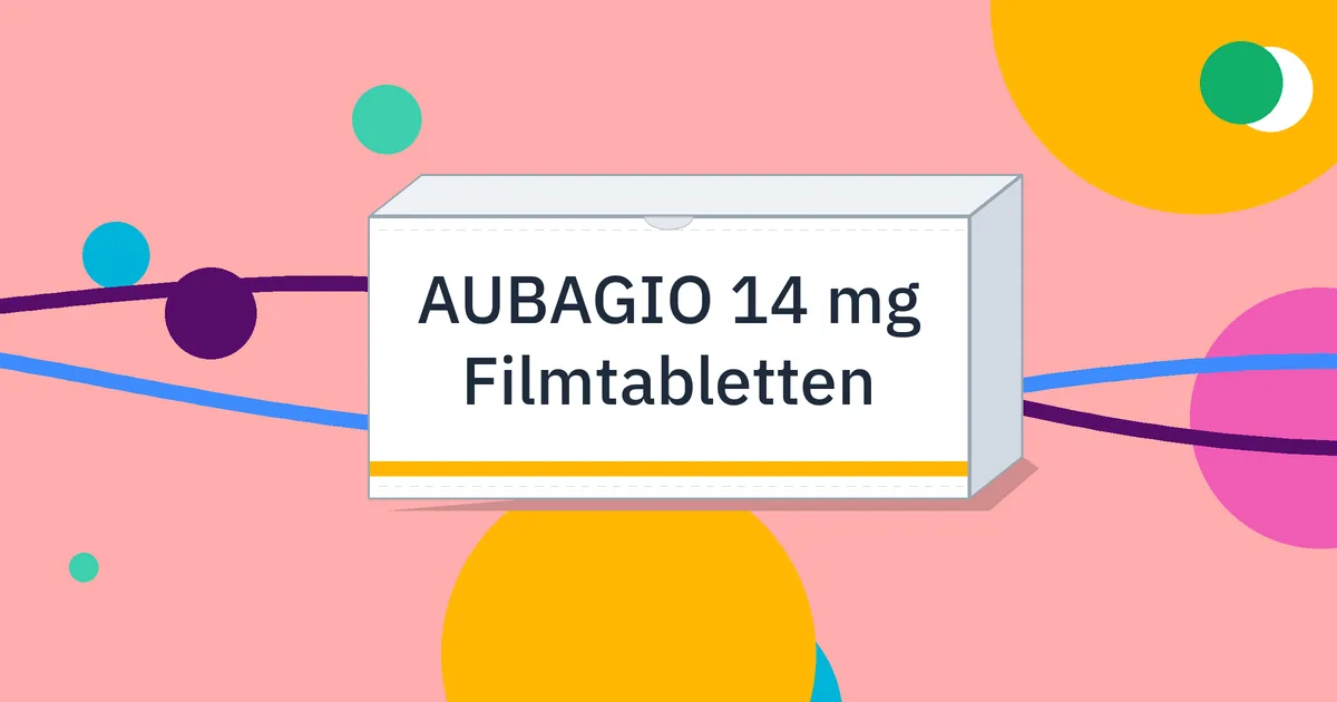 Symbolbild: Packung mit der Aufschrift AUBAGIO 14 mg Filmtabletten (PZN 11094978) – Verfügbarkeit und Bezug in Apotheken in Frankfurt am Main