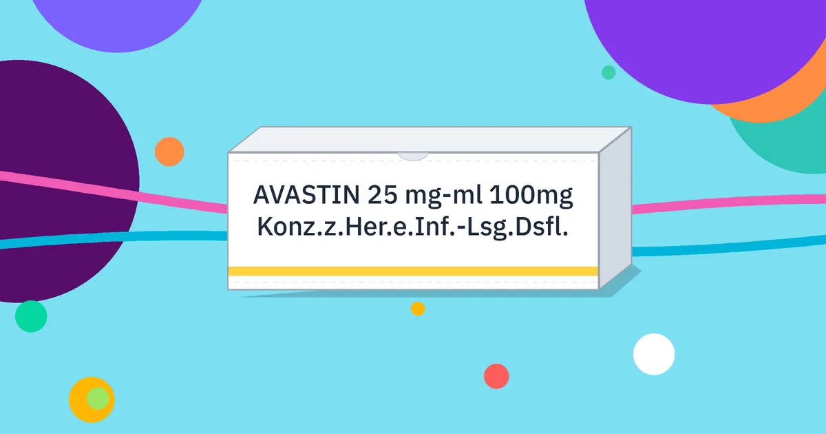 Symbolbild: Packung mit der Aufschrift AVASTIN 25 mg-ml 100mg Konz.z.Her.e.Inf.-Lsg.Dsfl. (PZN 03159646) – Verfügbarkeit und Bezug in Apotheken in Frankfurt am Main