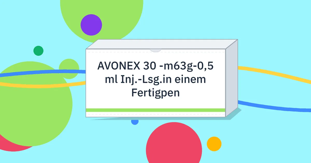 Symbolbild: Packung mit der Aufschrift AVONEX 30 -m63g-0,5 ml Inj.-Lsg.in einem Fertigpen (PZN 09444603) – Verfügbarkeit und Bezug in Apotheken in Frankfurt am Main