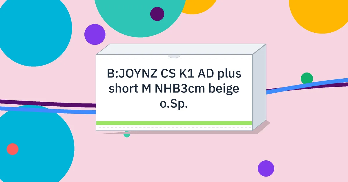 Symbolbild: Packung mit der Aufschrift B:JOYNZ CS K1 AD plus short M NHB3cm beige o.Sp. (PZN 20526520) – Verfügbarkeit und Bezug in Apotheken in Frankfurt am Main