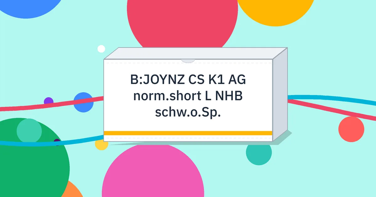 Symbolbild: Packung mit der Aufschrift B:JOYNZ CS K1 AG norm.short L NHB schw.o.Sp. (PZN 20531047) – Verfügbarkeit und Bezug in Apotheken in Frankfurt am Main