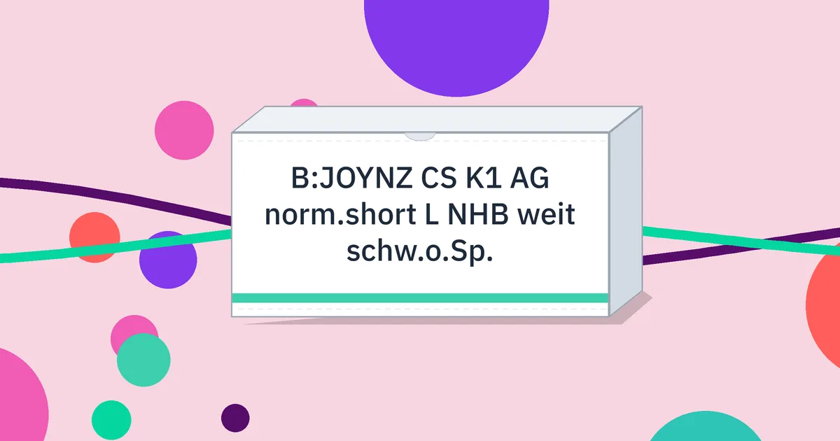 Symbolbild: Packung mit der Aufschrift B:JOYNZ CS K1 AG norm.short L NHB weit schw.o.Sp. (PZN 20535743) – Verfügbarkeit und Bezug in Apotheken in Frankfurt am Main