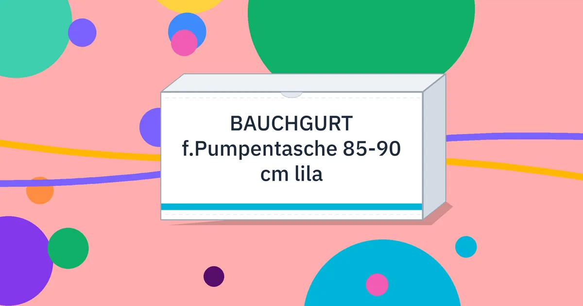 Symbolbild: Packung mit der Aufschrift BAUCHGURT f.Pumpentasche 85-90 cm lila (PZN 12461568) – Verfügbarkeit und Bezug in Apotheken in Frankfurt am Main