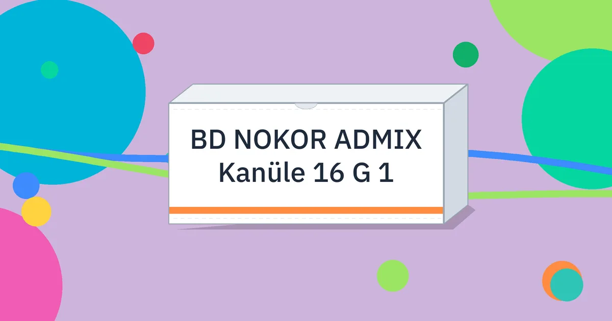 Symbolbild: Packung mit der Aufschrift BD NOKOR ADMIX Kanüle 16 G 1 (PZN 07664134) – Verfügbarkeit und Bezug in Apotheken in Frankfurt am Main