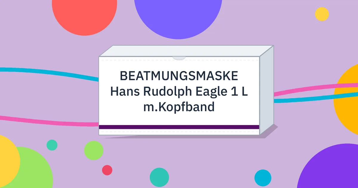 Symbolbild: Packung mit der Aufschrift BEATMUNGSMASKE Hans Rudolph Eagle 1 L m.Kopfband (PZN 17303696) – Verfügbarkeit und Bezug in Apotheken in Frankfurt am Main