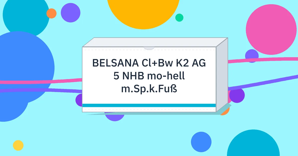 Symbolbild: Packung mit der Aufschrift BELSANA Cl+Bw K2 AG 5 NHB mo-hell m.Sp.k.Fuß (PZN 12247935) – Verfügbarkeit und Bezug in Apotheken in Frankfurt am Main