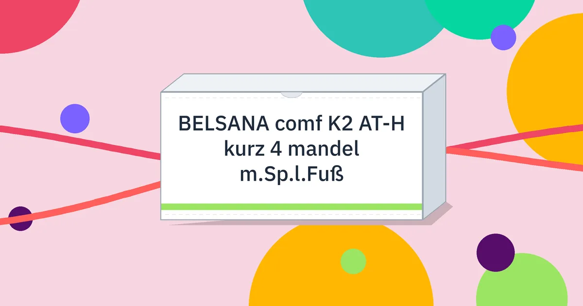 Symbolbild: Packung mit der Aufschrift BELSANA comf K2 AT-H kurz 4 mandel m.Sp.l.Fuß (PZN 12330381) – Verfügbarkeit und Bezug in Apotheken in Frankfurt am Main