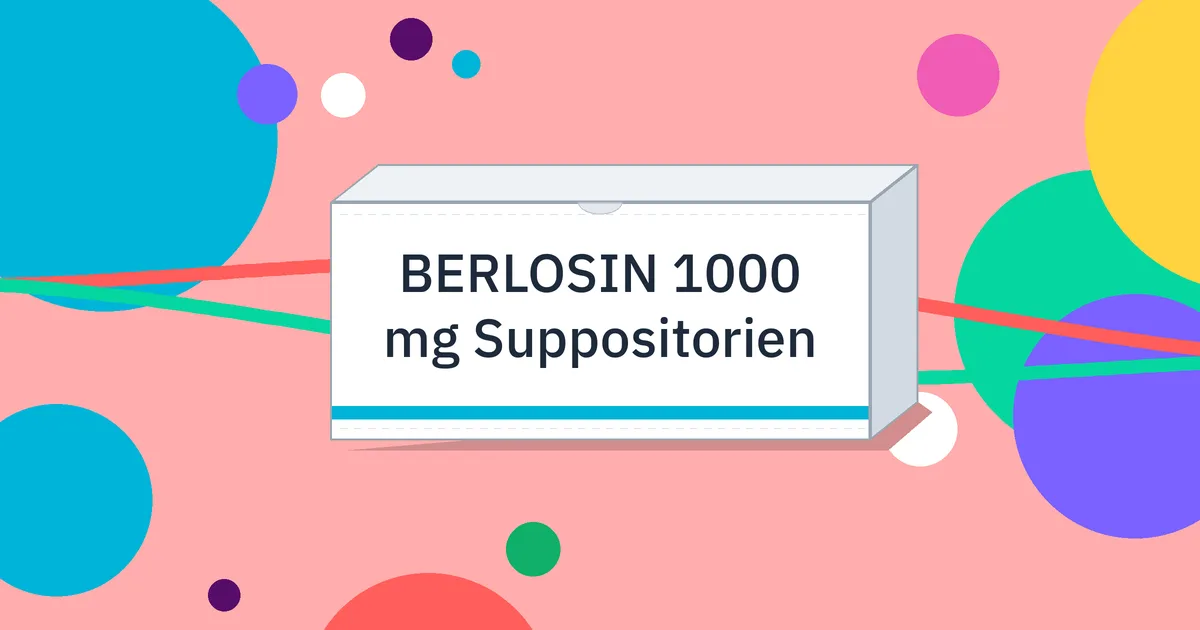 Symbolbild: Packung mit der Aufschrift BERLOSIN 1000 mg Suppositorien (PZN 02898407) – Verfügbarkeit und Bezug in Apotheken in Frankfurt am Main