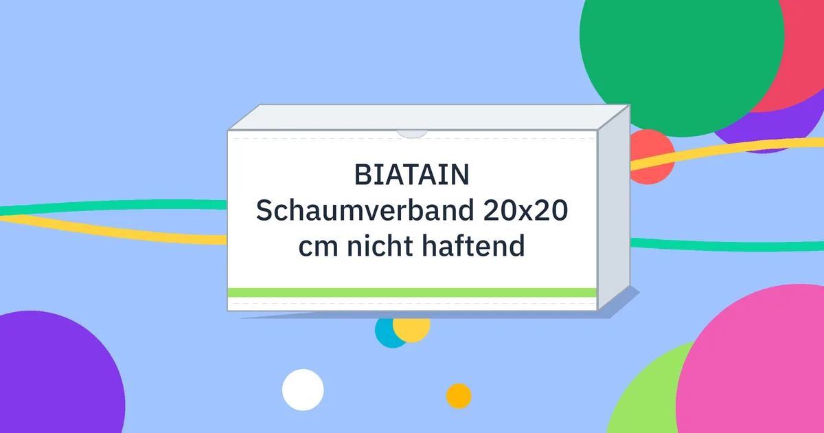 Symbolbild: Packung mit der Aufschrift BIATAIN Schaumverband 20x20 cm nicht haftend (PZN 13902649) – Verfügbarkeit und Bezug in Apotheken in Frankfurt am Main