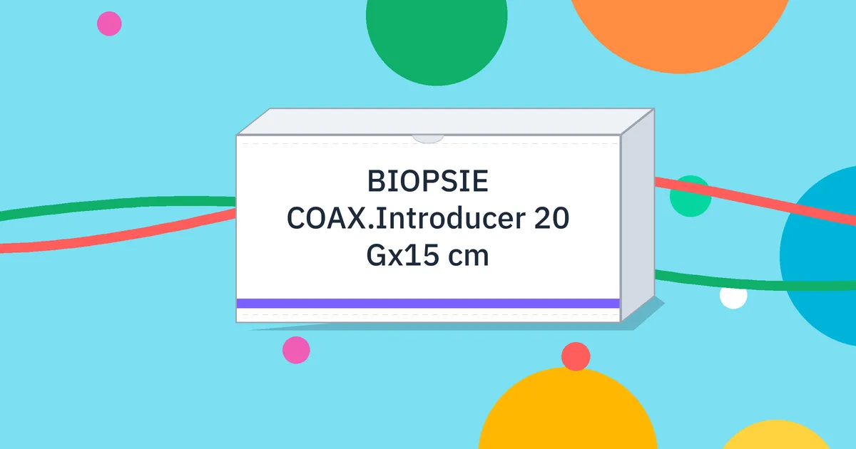 Symbolbild: Packung mit der Aufschrift BIOPSIE COAX.Introducer 20 Gx15 cm (PZN 18763916) – Verfügbarkeit und Bezug in Apotheken in Frankfurt am Main