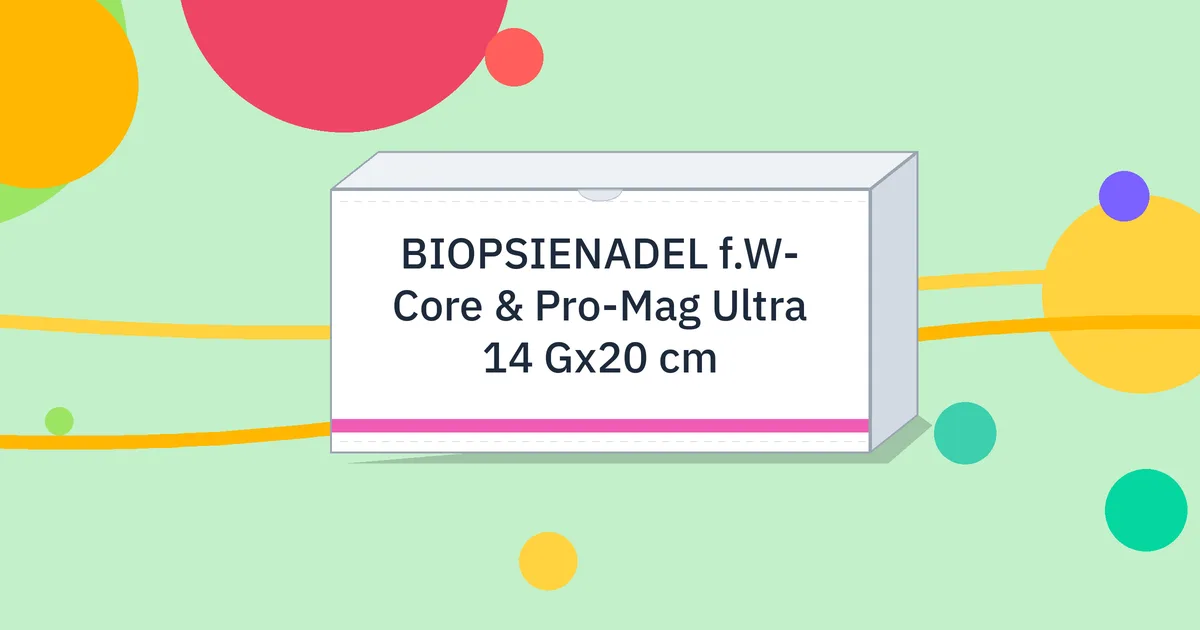 Symbolbild: Packung mit der Aufschrift BIOPSIENADEL f.W-Core & Pro-Mag Ultra 14 Gx20 cm (PZN 19351819) – Verfügbarkeit und Bezug in Apotheken in Frankfurt am Main