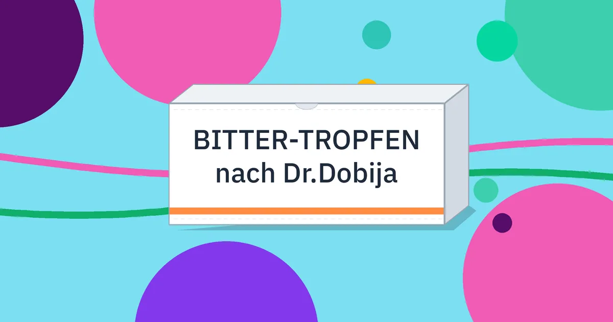Symbolbild: Packung mit der Aufschrift BITTER-TROPFEN nach Dr.Dobija (PZN 19630407) – Verfügbarkeit und Bezug in Apotheken in Frankfurt am Main
