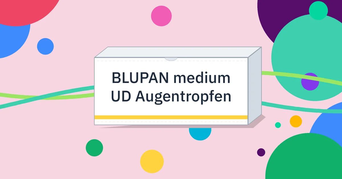 Symbolbild: Packung mit der Aufschrift BLUPAN medium UD Augentropfen (PZN 12415628) – Verfügbarkeit und Bezug in Apotheken in Frankfurt am Main