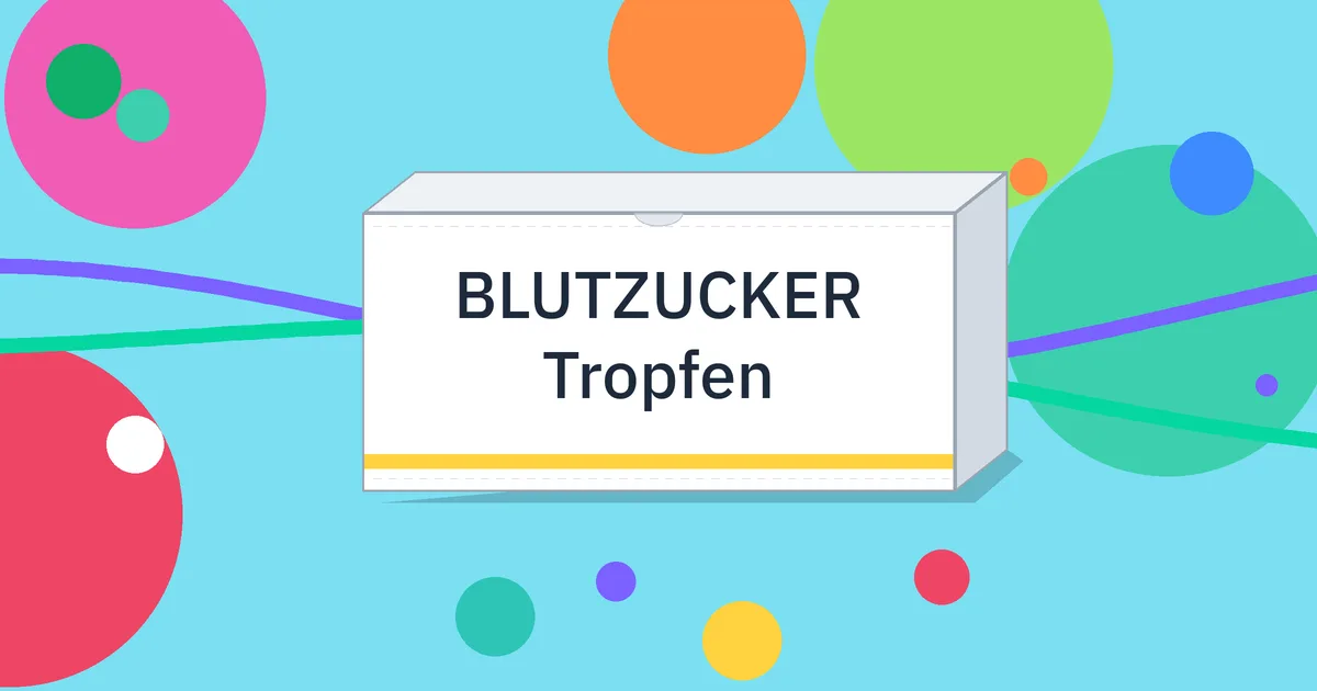 Symbolbild: Packung mit der Aufschrift BLUTZUCKER Tropfen (PZN 19959484) – Verfügbarkeit und Bezug in Apotheken in Frankfurt am Main