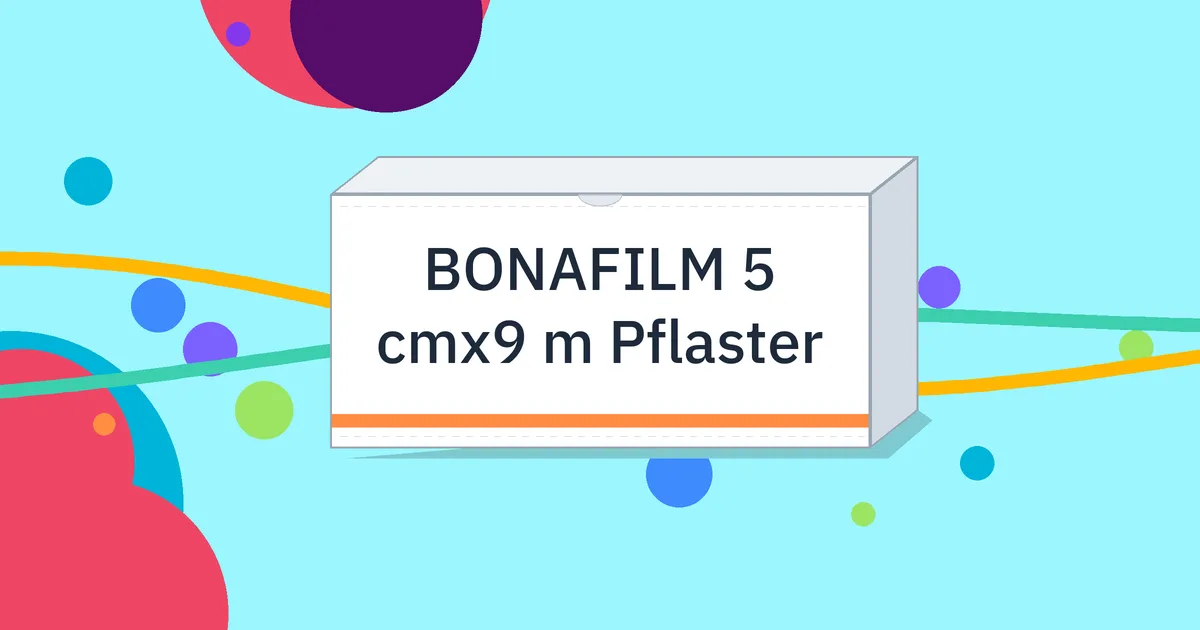 Symbolbild: Packung mit der Aufschrift BONAFILM 5 cmx9 m Pflaster (PZN 02404919) – Verfügbarkeit und Bezug in Apotheken in Frankfurt am Main