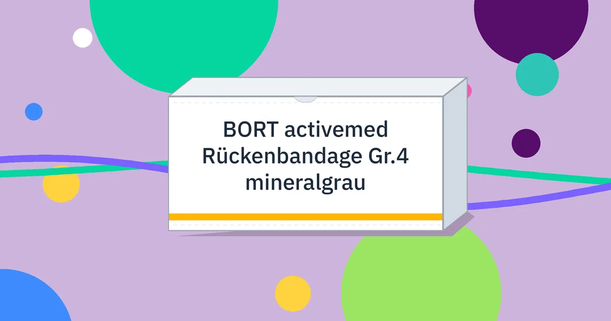 Symbolbild: Packung mit der Aufschrift BORT activemed Rückenbandage Gr.4 mineralgrau (PZN 15256277) – Verfügbarkeit und Bezug in Apotheken in Frankfurt am Main