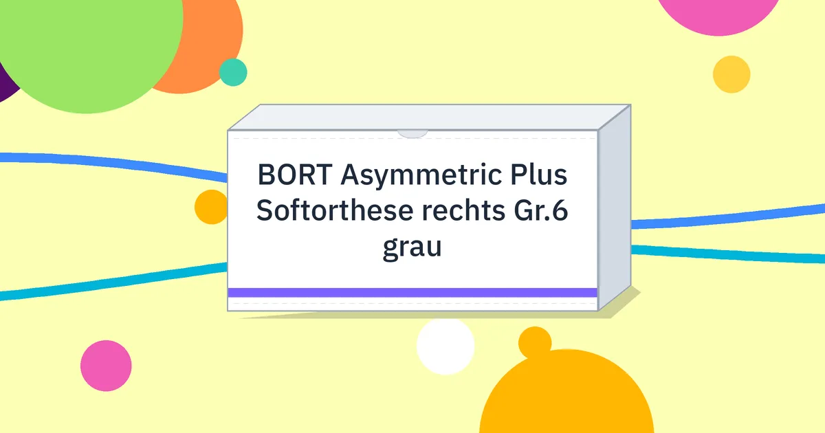 Symbolbild: Packung mit der Aufschrift BORT Asymmetric Plus Softorthese rechts Gr.6 grau (PZN 20105385) – Verfügbarkeit und Bezug in Apotheken in Frankfurt am Main