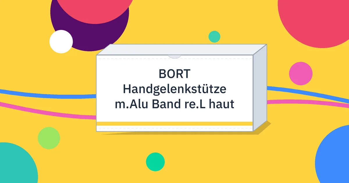 Symbolbild: Packung mit der Aufschrift BORT Handgelenkstütze m.Alu Band re.L haut (PZN 04125224) – Verfügbarkeit und Bezug in Apotheken in Frankfurt am Main