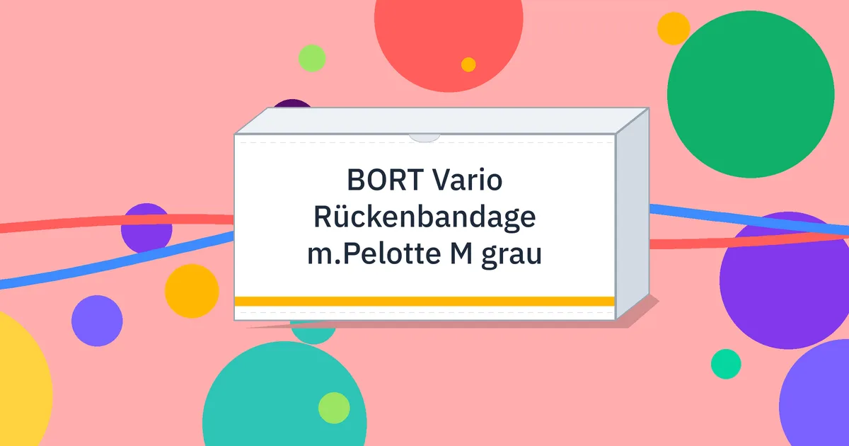 Symbolbild: Packung mit der Aufschrift BORT Vario Rückenbandage m.Pelotte M grau (PZN 19644668) – Verfügbarkeit und Bezug in Apotheken in Frankfurt am Main