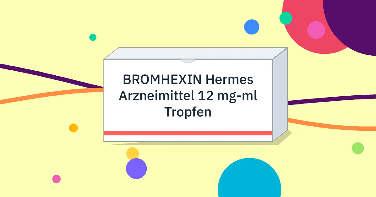 Symbolbild: Packung mit der Aufschrift BROMHEXIN Hermes Arzneimittel 12 mg-ml Tropfen (PZN 16260571) – Verfügbarkeit und Bezug in Apotheken in Frankfurt am Main